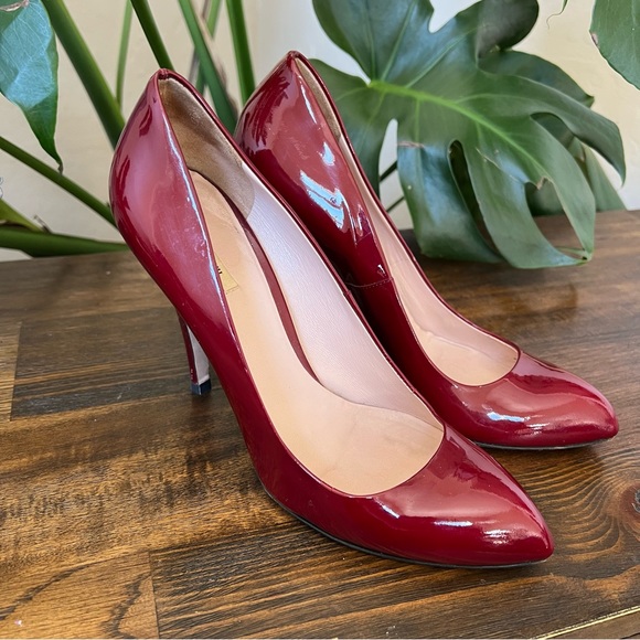 Miu Miu | Shoes | Miu Miu Classic Dark Red Patent Leather Pump Heels ...